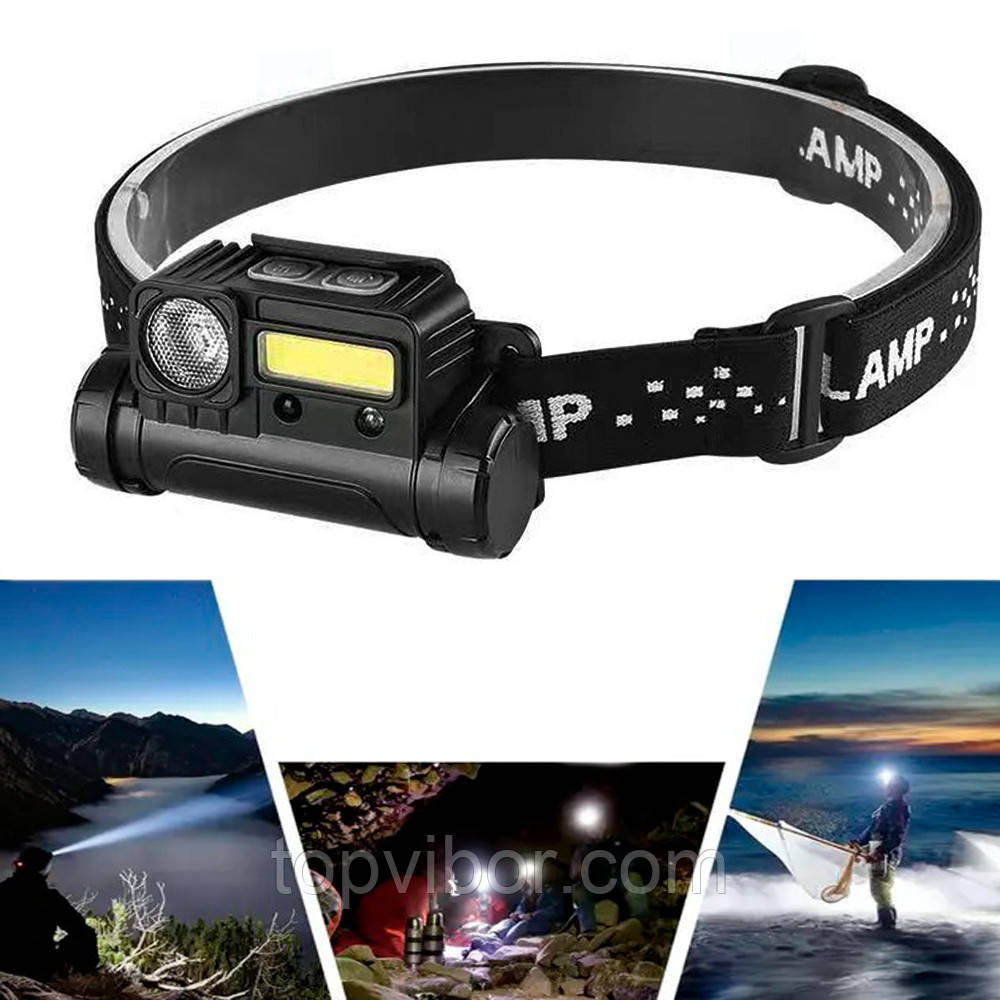 Налобный Фонарь для Рыбалки "Multifunctional Headlamp BL 123" XPE+COB ...