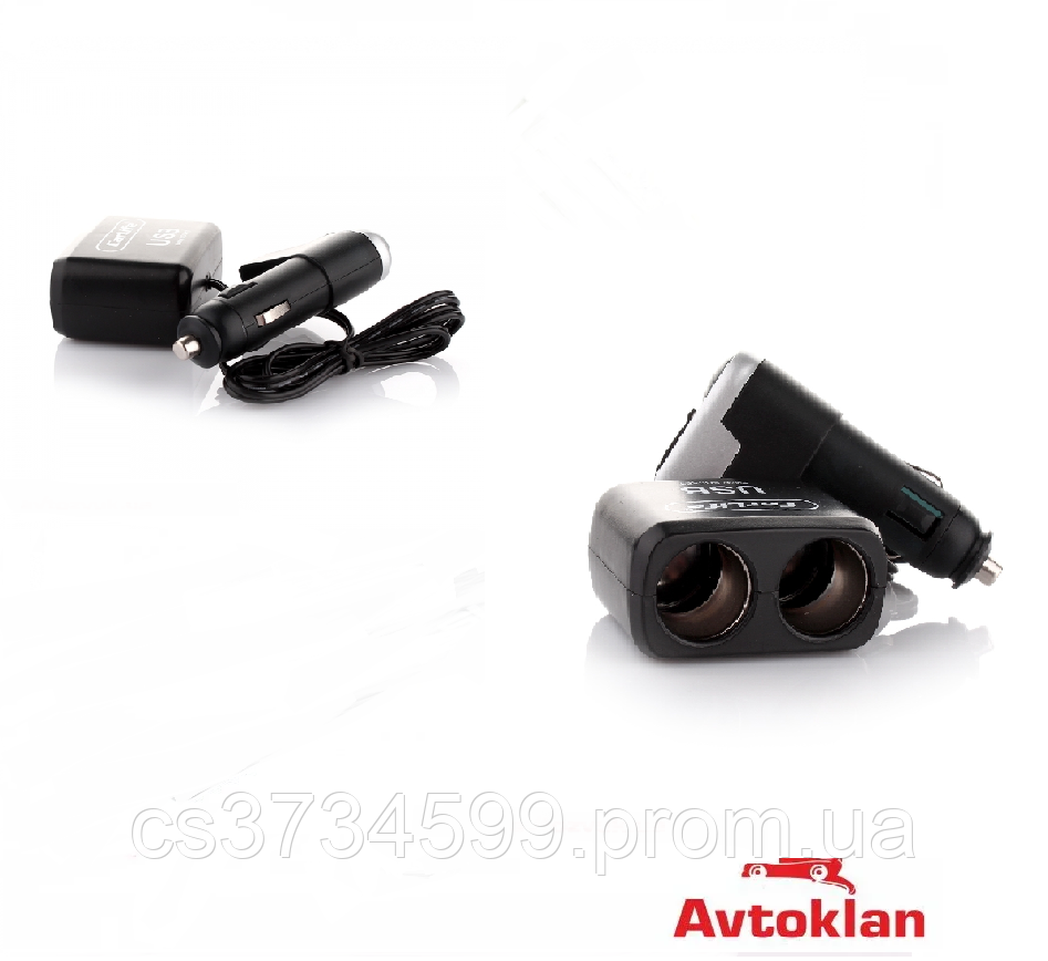 Разветвитель Прикуривателя в Автомобиль с Usb Выходом 2в1 CarLife ...