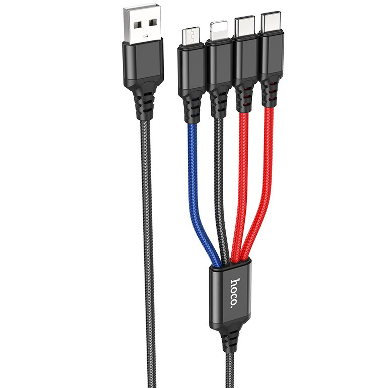 Кабель 4в1 для Зарядки Телефона Lightning Micro Usb Type C Type C 4 In