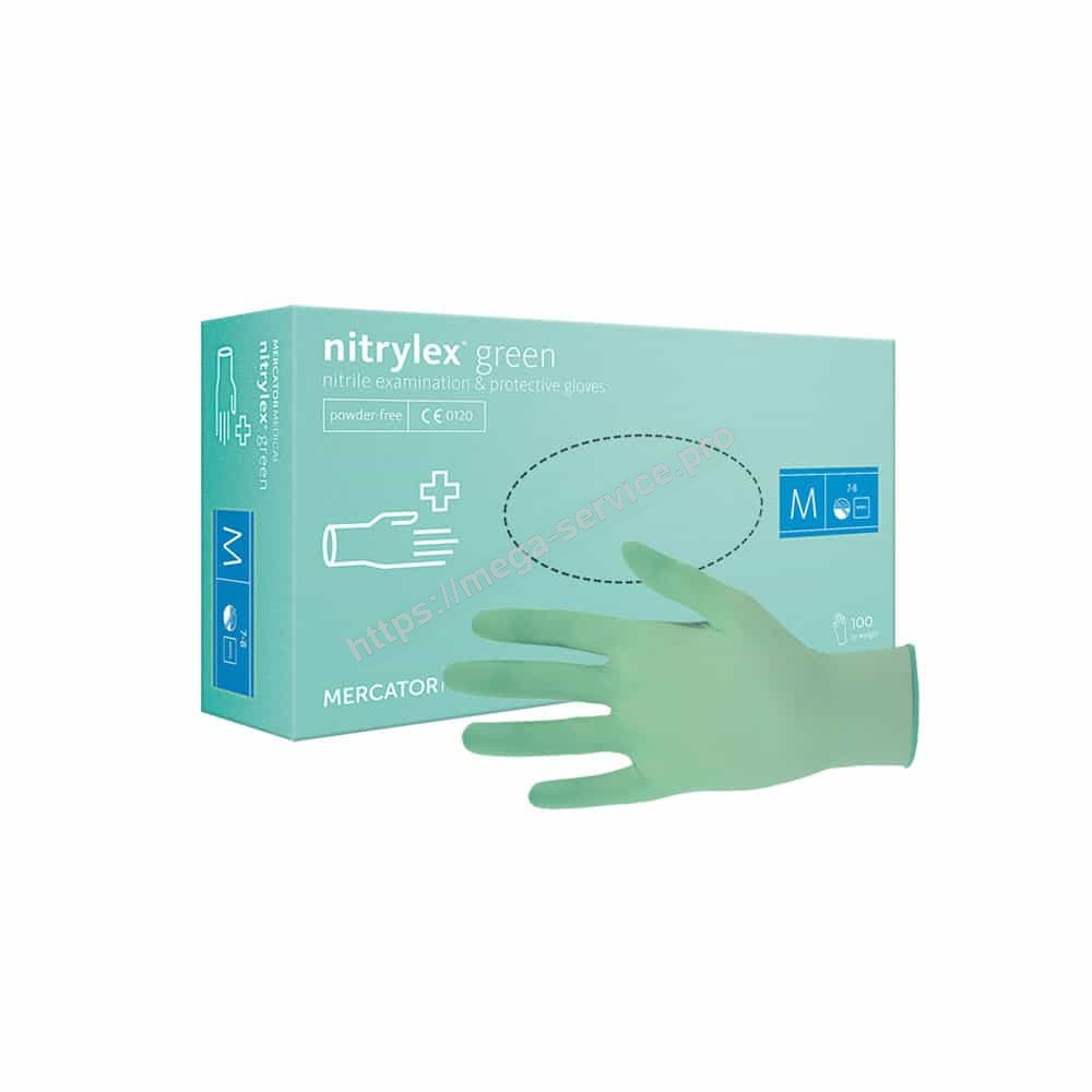Нитриловые Перчатки Mercator Nitrylex Green, Размер М, 100 Шт ...
