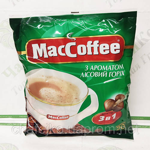 Купить Кофейный напиток MacCoffee 3 в 1 "Лесной орех" растворимый 18г ...