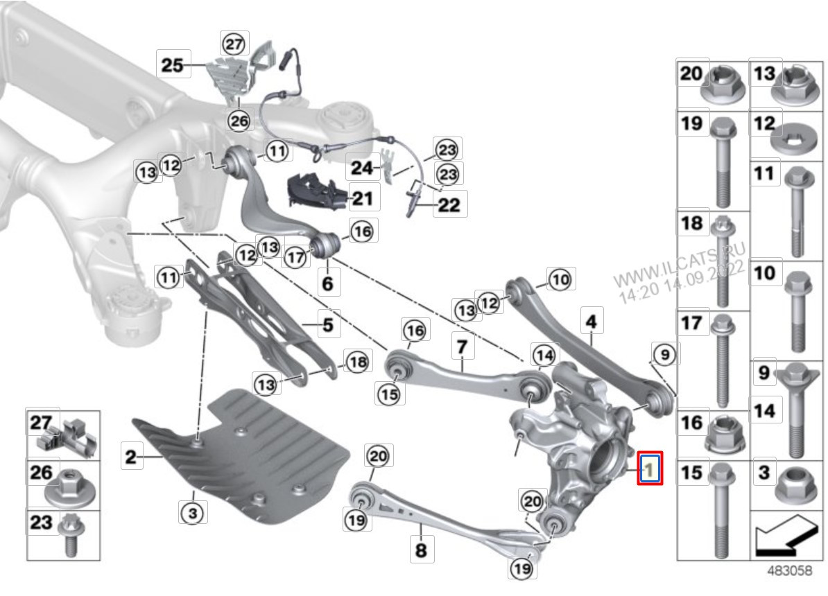 Купити Цапфа задня права/ кулак задній BMW 7 G11 / G12 33306865662 ...
