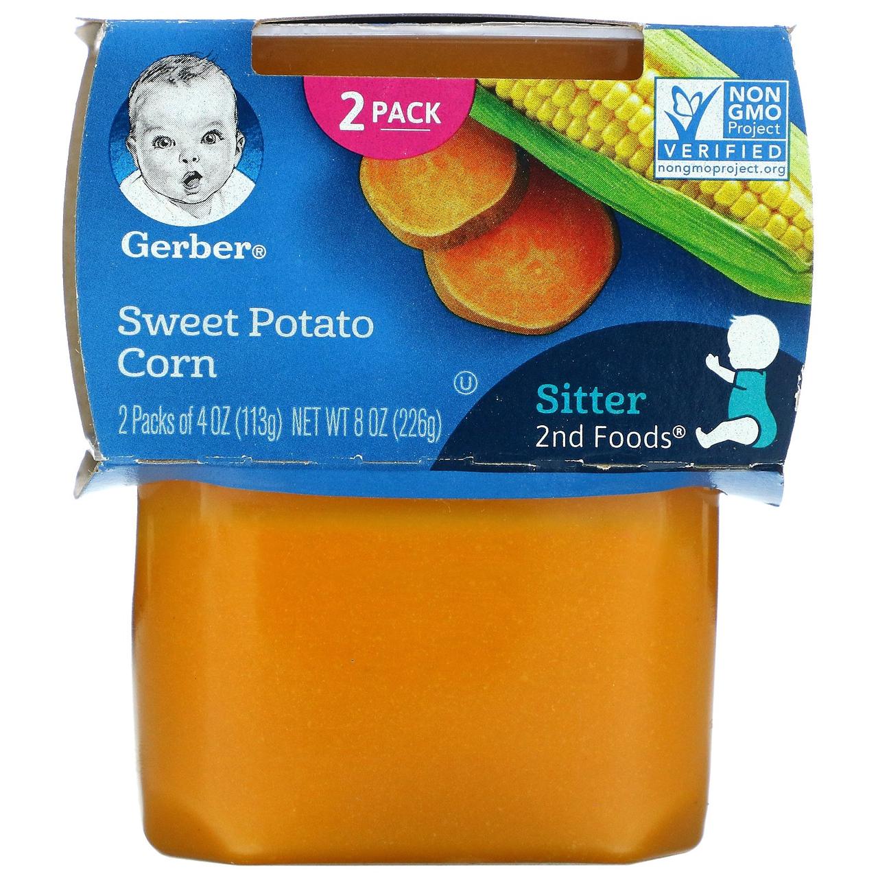 Купить Gerber, Sweet Potato Corn, Sitter, 2 Pack, 4 oz (113 g) Each ...