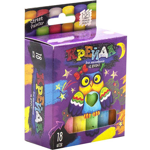 Мел для рисования на асфальте Danko Toys MEL-02-04U 18 шт, тонкий, Укр ...