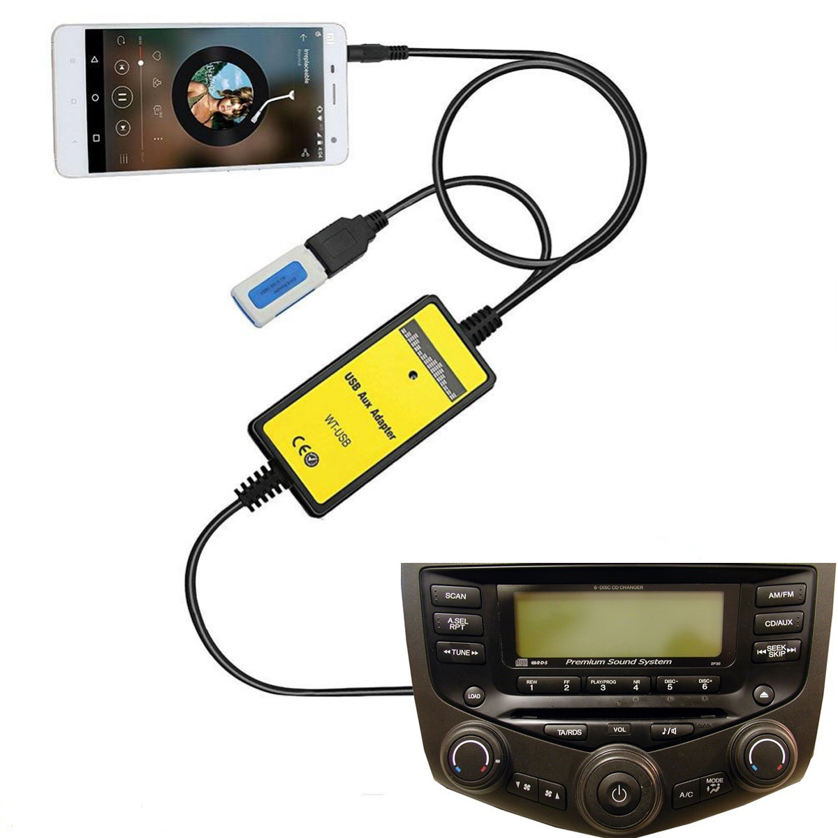 USB AUX адаптер в штатну магнітолу Honda, емулятор CD чейнджера Хонда ...
