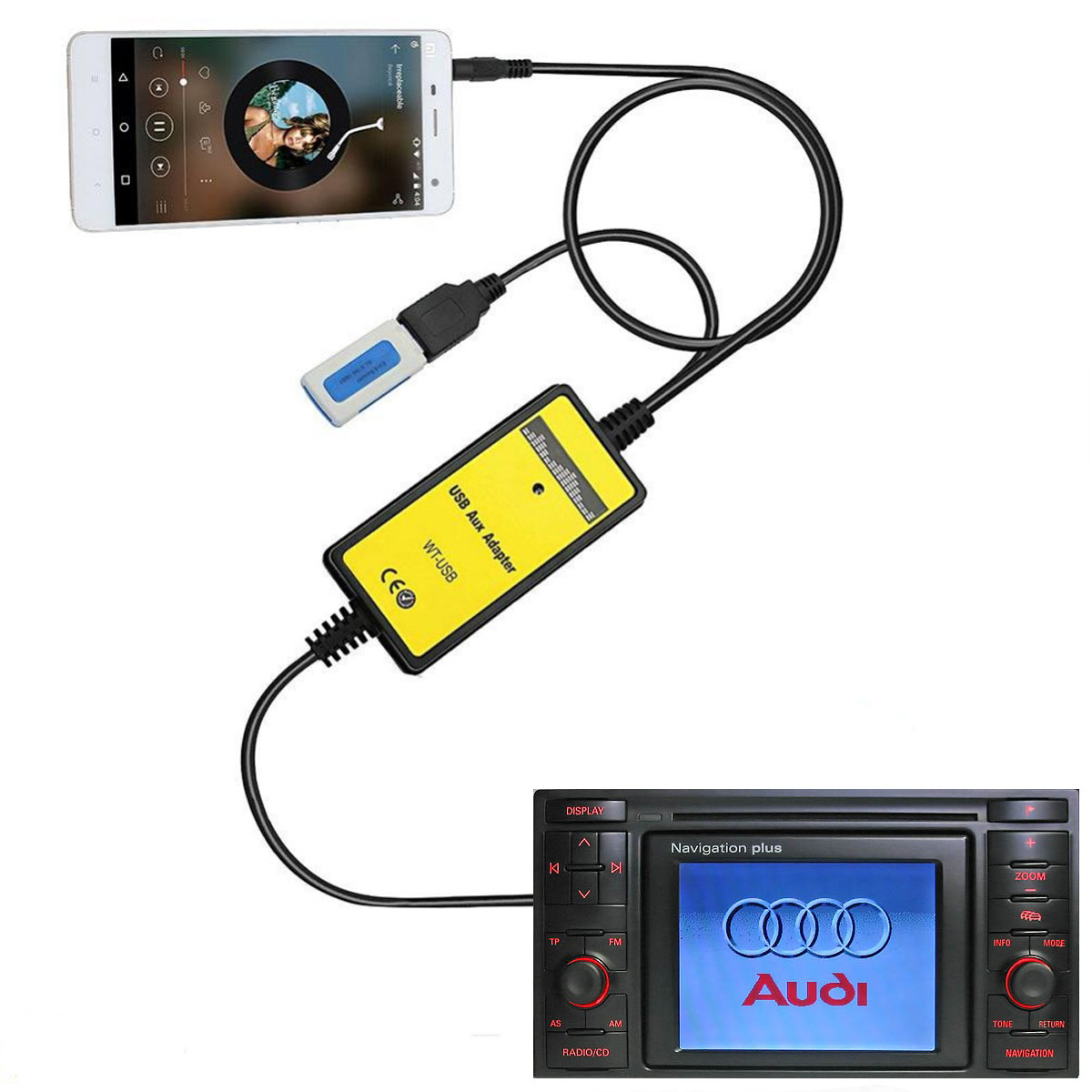 USB AUX адаптер Audi Skoda Volkswagen Seat 8pin эмулятор CD чейнджера ...