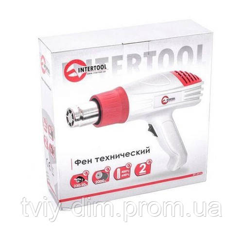 Фен технический 2000 Вт, 2 режима, 400-600 град., 300-500 л/мин INTERTOOL DT-2416 (код 420017 ...