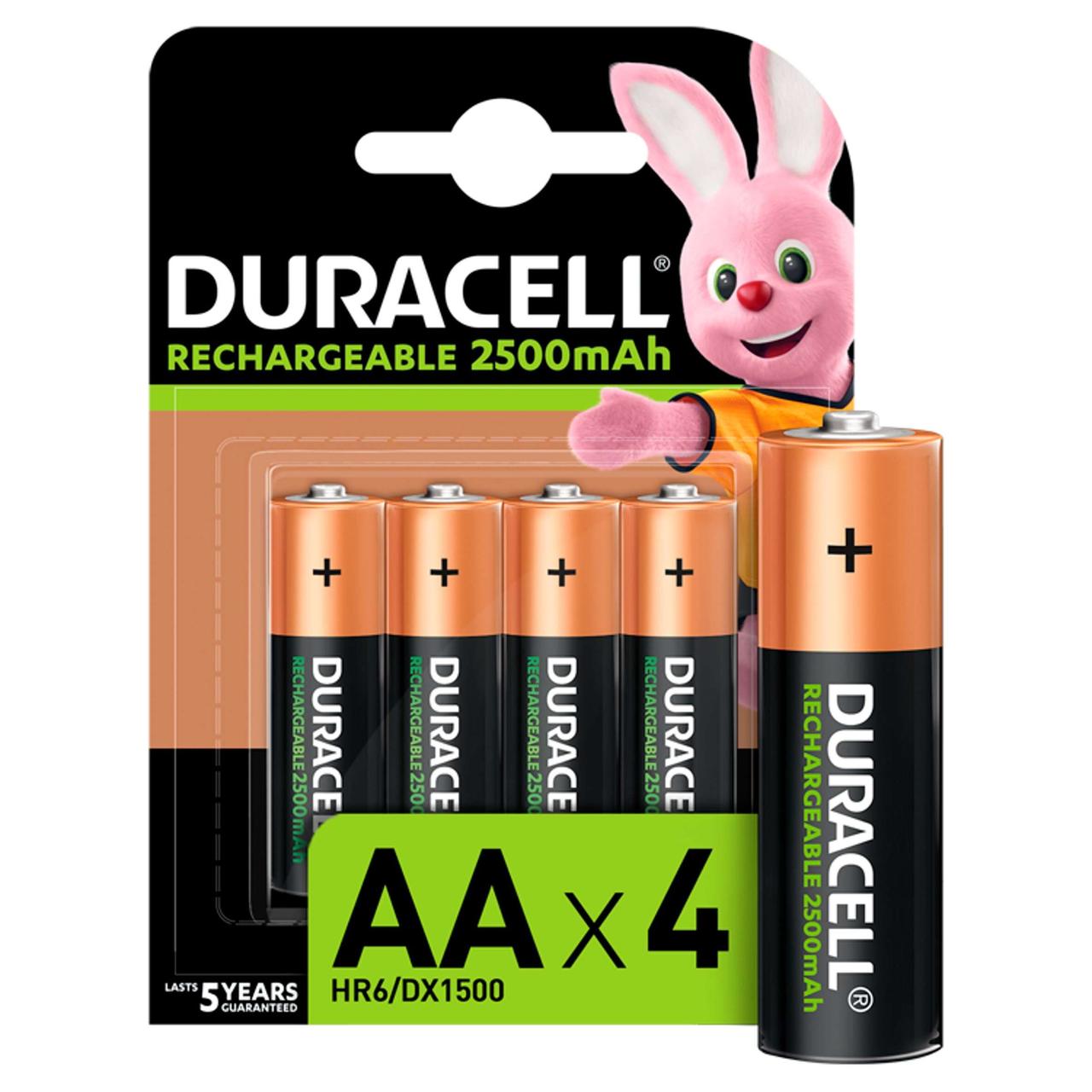 Акумулятор Duracell Rechargeable АА (HR6) 2500 mAh 1.2V NiMh 4 шт./пач ...