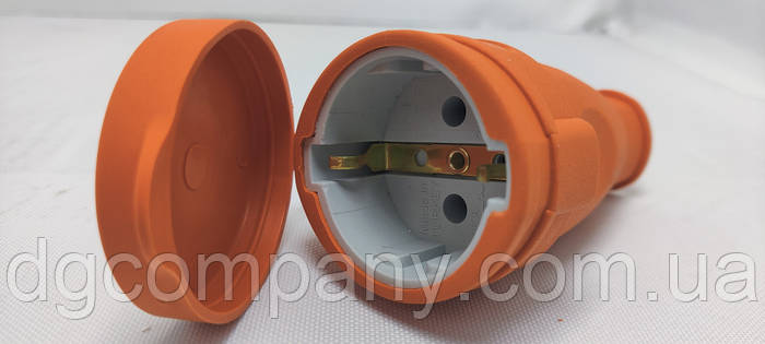 Розетка для удлинителя каучуковая на 1 гнездо Alfa, оранжевая (ID ...