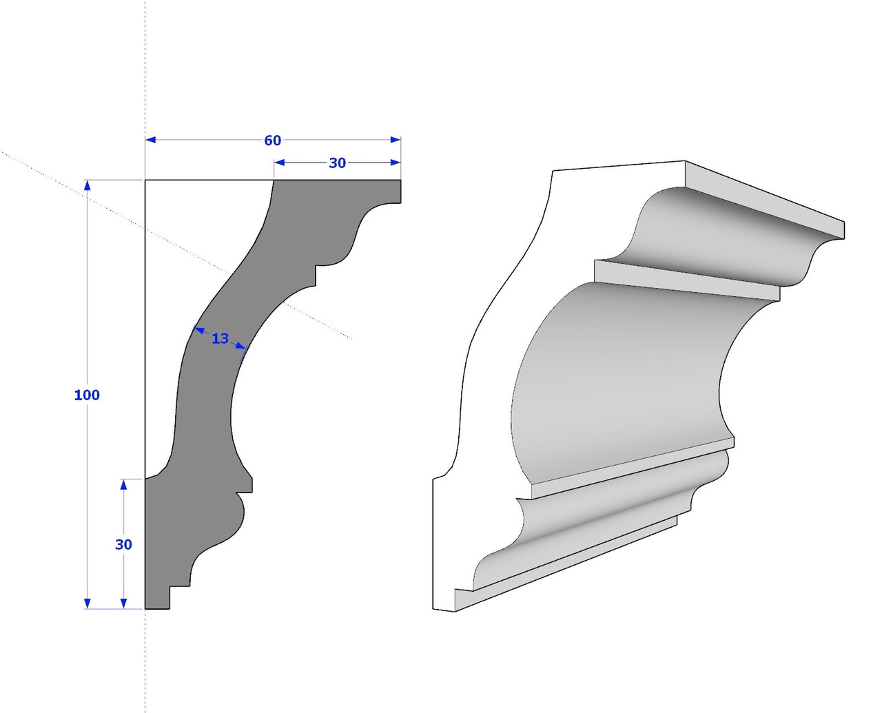 Гіпсовий карніз 100х60мм: продаж, ціна у Житомирі. Декоративна ліпнина ...
