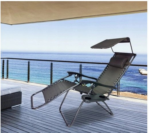 Шезлонг крісло Zero Gravity XXL з козирком до 120 кг, ціна 2200 ₴: купити на Prom.ua | Україна