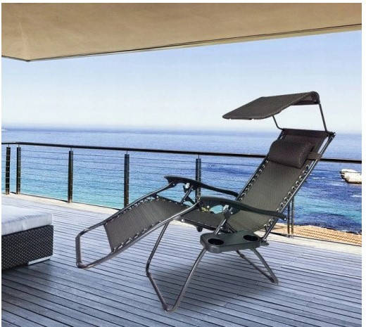 Шезлонг крісло Zero Gravity XXL з козирком до 120 кг, ціна 2200 ₴: купити на Prom.ua | Україна