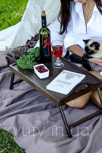 Купить Поднос деревянный раскладной с ручками, Столик для завтрака в ...