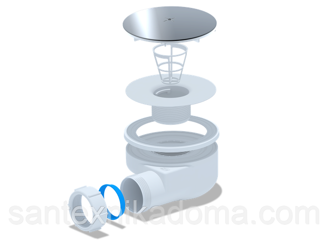 Купить Сифон АНИ пласт для душевого поддона 1 1/2"*90 , h 53 мм, хром ...