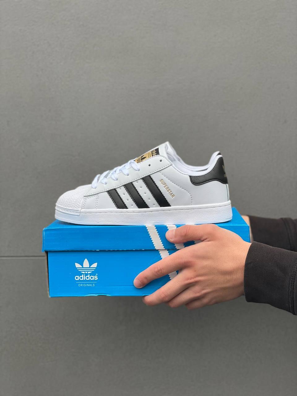 Кроссовки Adidas Superstar белые кожаные кеды Адидас Суперстар мужские ...