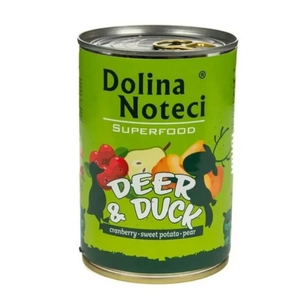 Консервы для Собак Dolina Noteci Superfood с Мясом Оленя и Утки, 400 Г ...