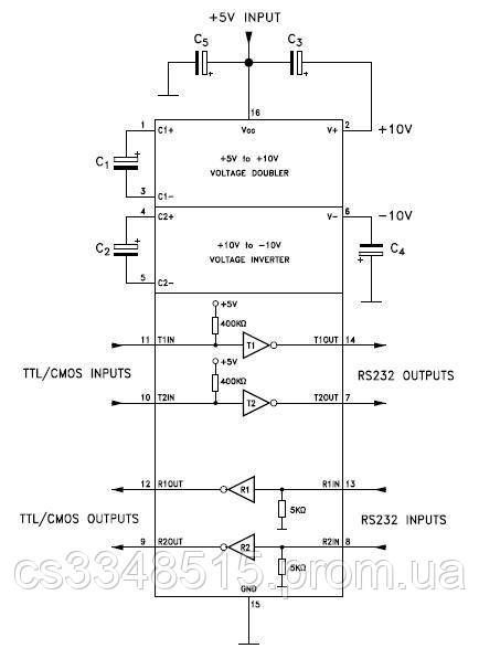 ST232 конвертер RS232 ->TTL(UART) [SOIC-16-3.9]: TX: 2: RX: 2 ...