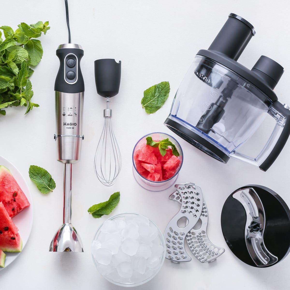 Блендер 1500 Вт MAGIO 642-MG, регул-ка скорости, чаша 1,25 л, терки, венчик, стакан 0,6 л, нож ...