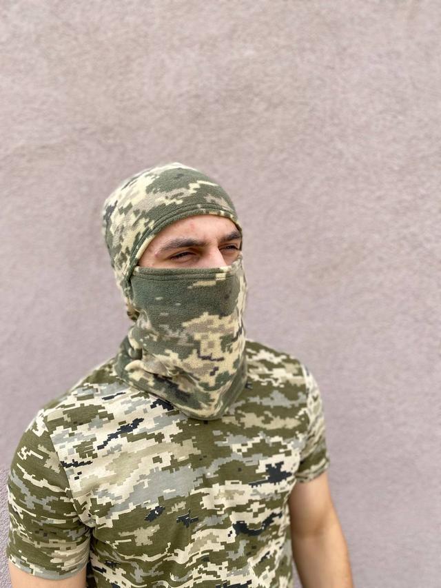 Тактическая Балаклава Шапка Военная Флисовая Зимння Пиксель Топ ...