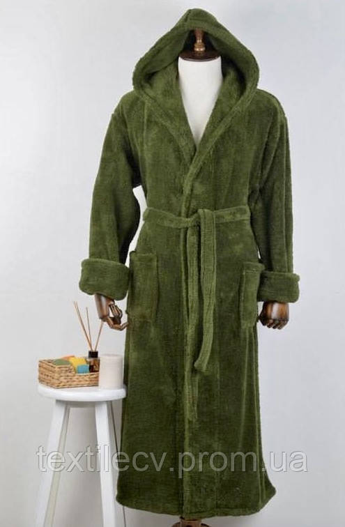 Купить Халат мужской махровый с капюшоном, зеленый домашний халат ...