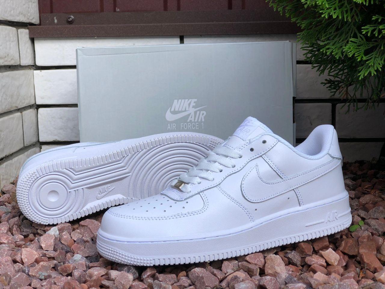 Купить Кроссовки мужские Nike Air Force белые Осенние Кожаные ...