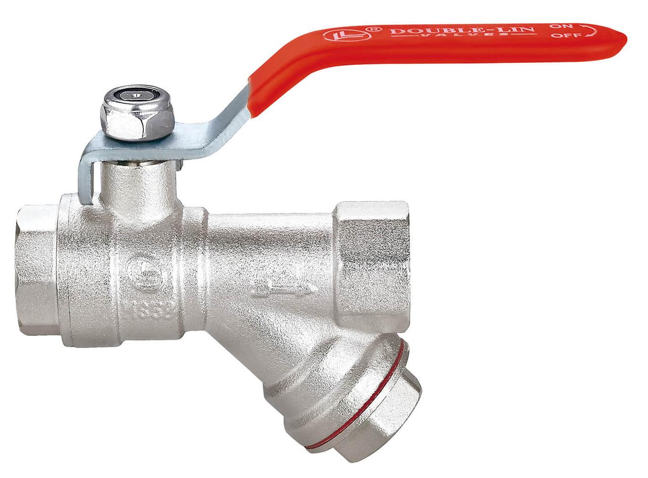 Кран Шаровый Латунный с Фильтром Duble-lin с Ручкой 1/2" В (78-096 ...