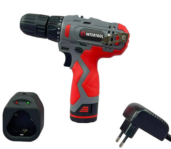 Купити Акумуляторний шуруповерт з літієвою батареєю Li-ion Intertool DT-0310 (12В 30Нм 1300об/хв ...