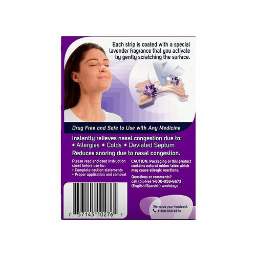 Носовые полоски от храпа с ароматом лаванды Breathe Right Nasal Strips ...
