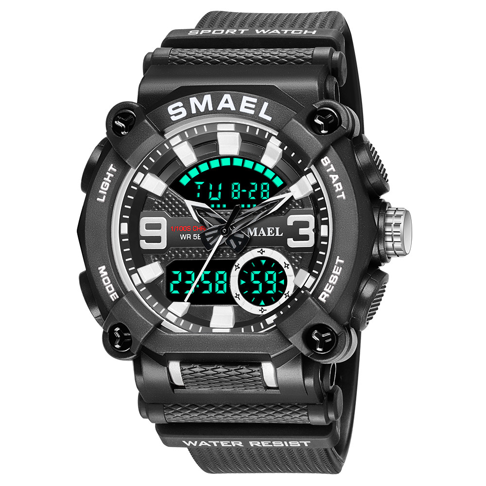 Мужские Тактические Часы Smael 8052 Black-White - Военные, Спортивные ...