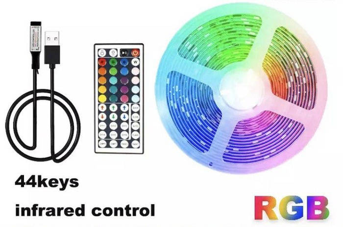 Светодиодная LED лента RGBW на 5м с пультом, разноцветная, 8 режимов ...
