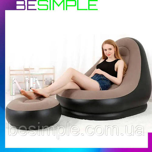 Купить Надувной диван Air Sofa с пуфиком - ( 99х130х76см ) / Кресло с пуфиком для дома, цена ...