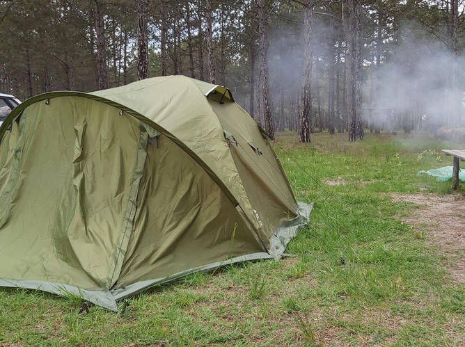 Туристическая палатка Tramp Mountain 3 (V2); трехместная, зеленая ...