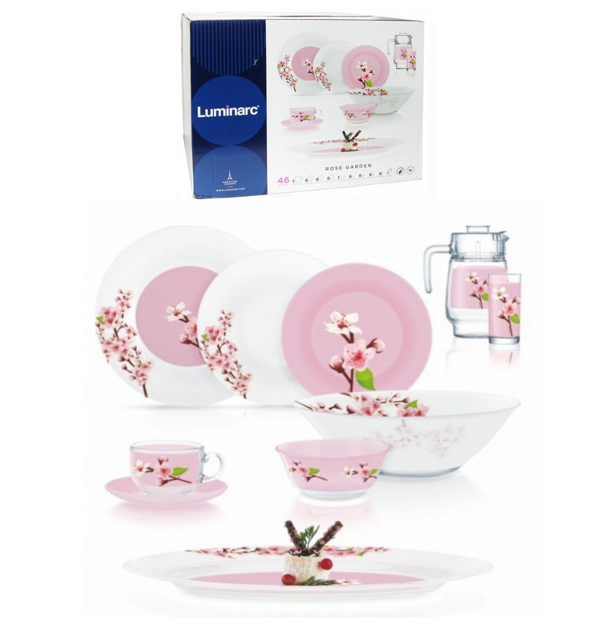 Купить Luminarc Q0926 Сервиз столовый "Ambi Rose Garden" 46 предметов ...