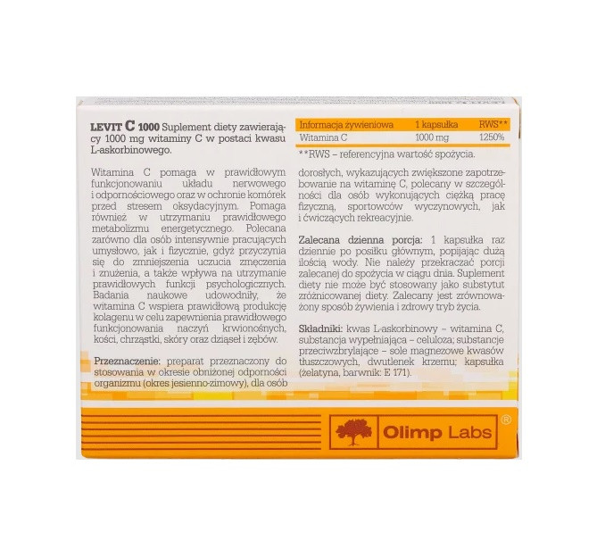 Купить Витамин C для спорта Olimp Nutrition Levit C 1000 30 Caps, цена ...
