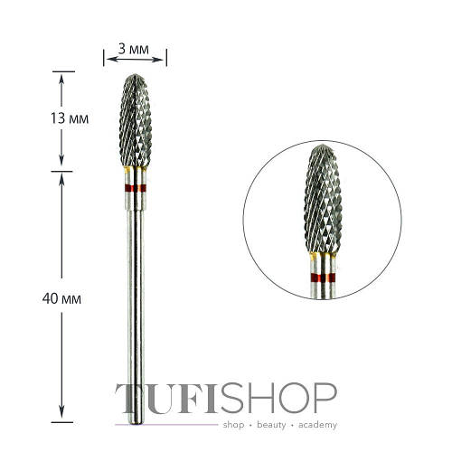 Купить Фреза металлическая на красном основании XF 3/32 Flame KRY106 ...