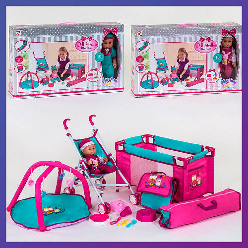 Игрушечная кукла-пупс с манежиком и коляской 81868/81866 Набор с пупсом ...