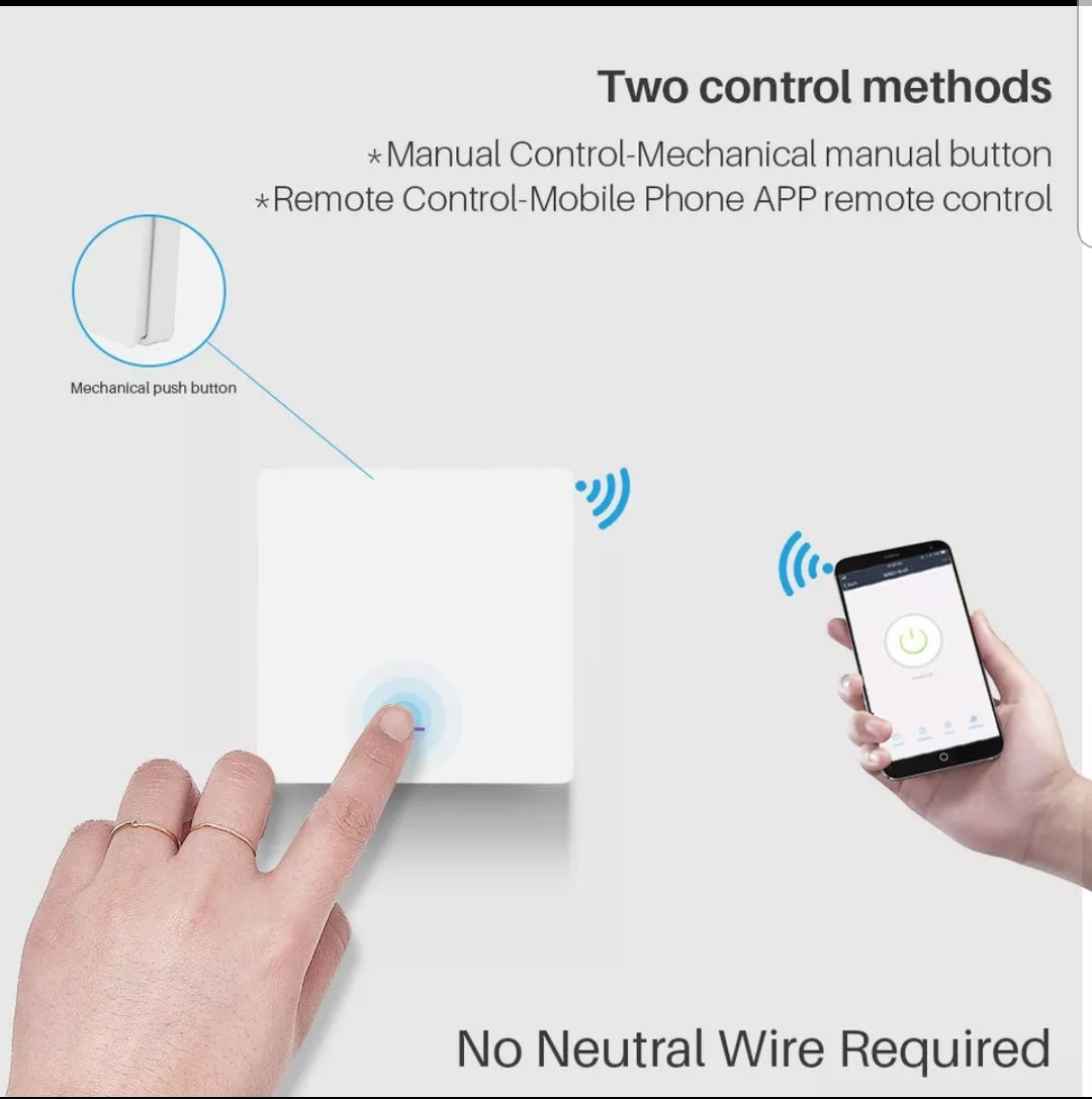 Tuya WiFi выключатель (включатель) сенсорный настенный белый одиночный ...