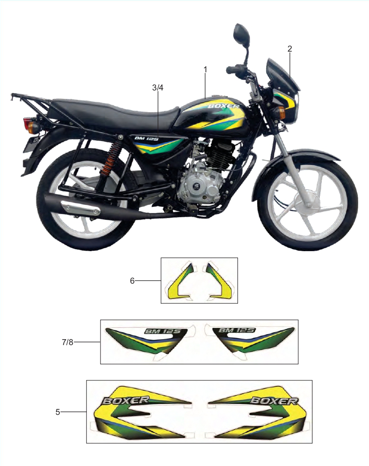 Декоративные наклейки пластика фары (КРАС UG) Boxer BM 125 36PF0142 ...