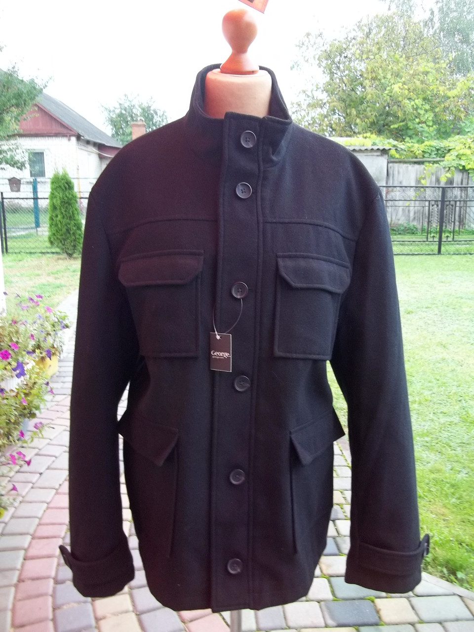 ( XXL - 54 / 56 Р ) GEORGE Мужское Пальто Черное Большой Размер НОВОЕ ...