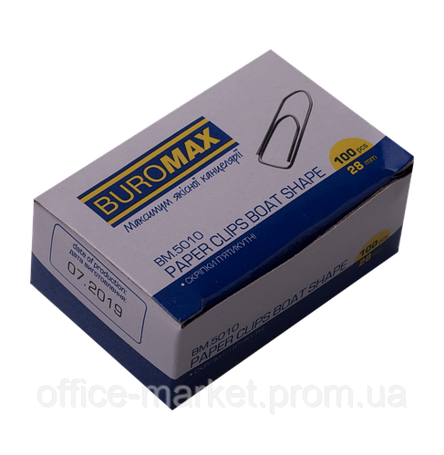 Купить Скрепки никелированные Buromax 100 шт./уп., 28 мм, Пятиугольные ...