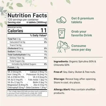 Купити Microingredient Organic Chlorella & Spirulina, 720 Tablets ...