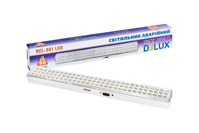 Светильник светодиодный аварийный REL-901LED (2*3.7V2Ah) 90 LED 6W 480x68x38 аккумуляторный ...