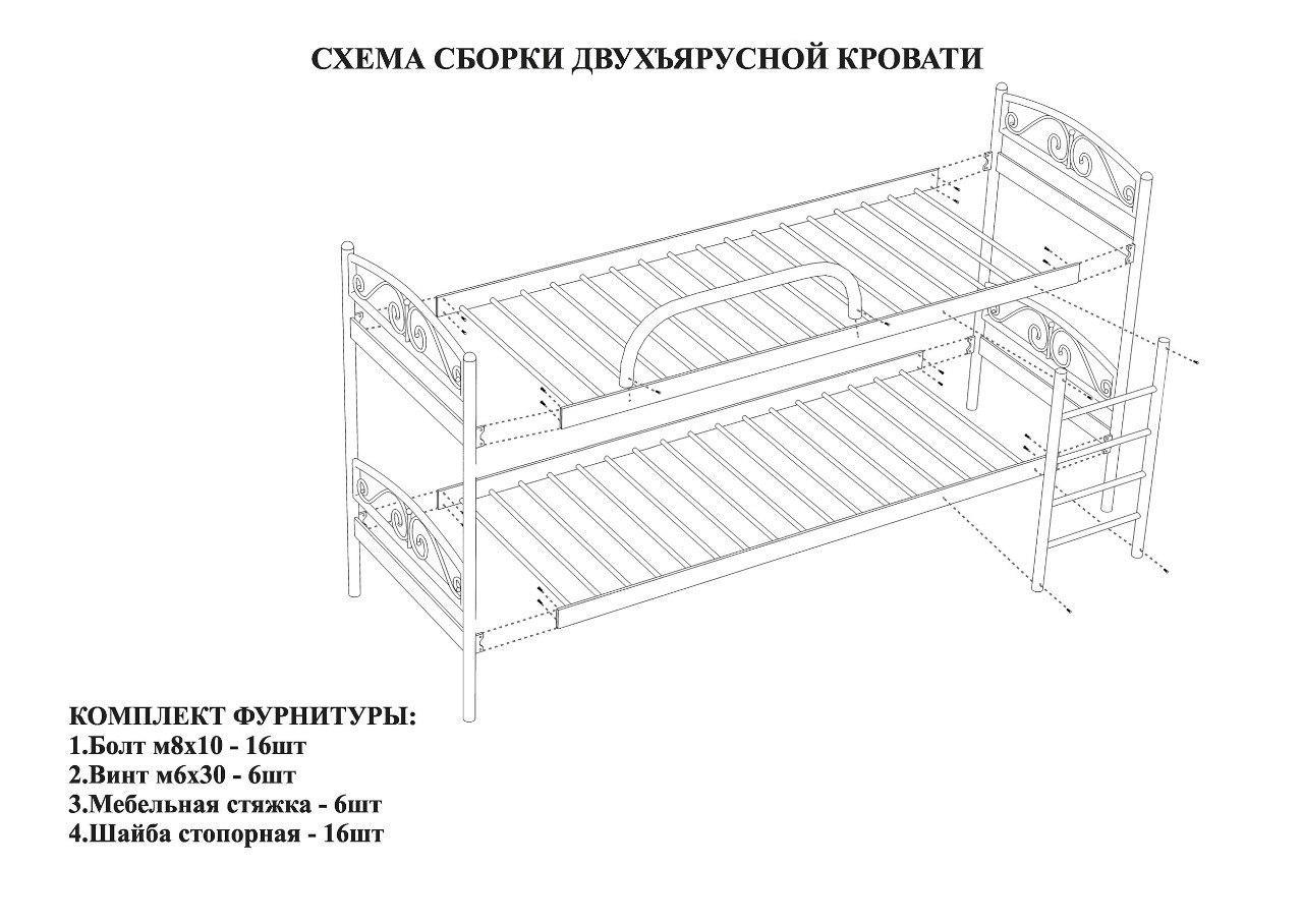 Купить Кровать двухъярусная металлическая Метакам Smart 190/120/90 ...