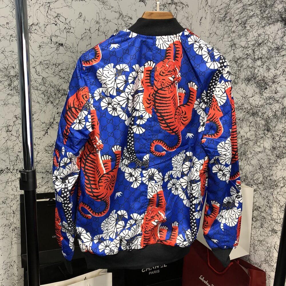 Бомбер Gucci Flora Tiger Print Silk Bomber Jacket Blue (ID#1694914346 ...