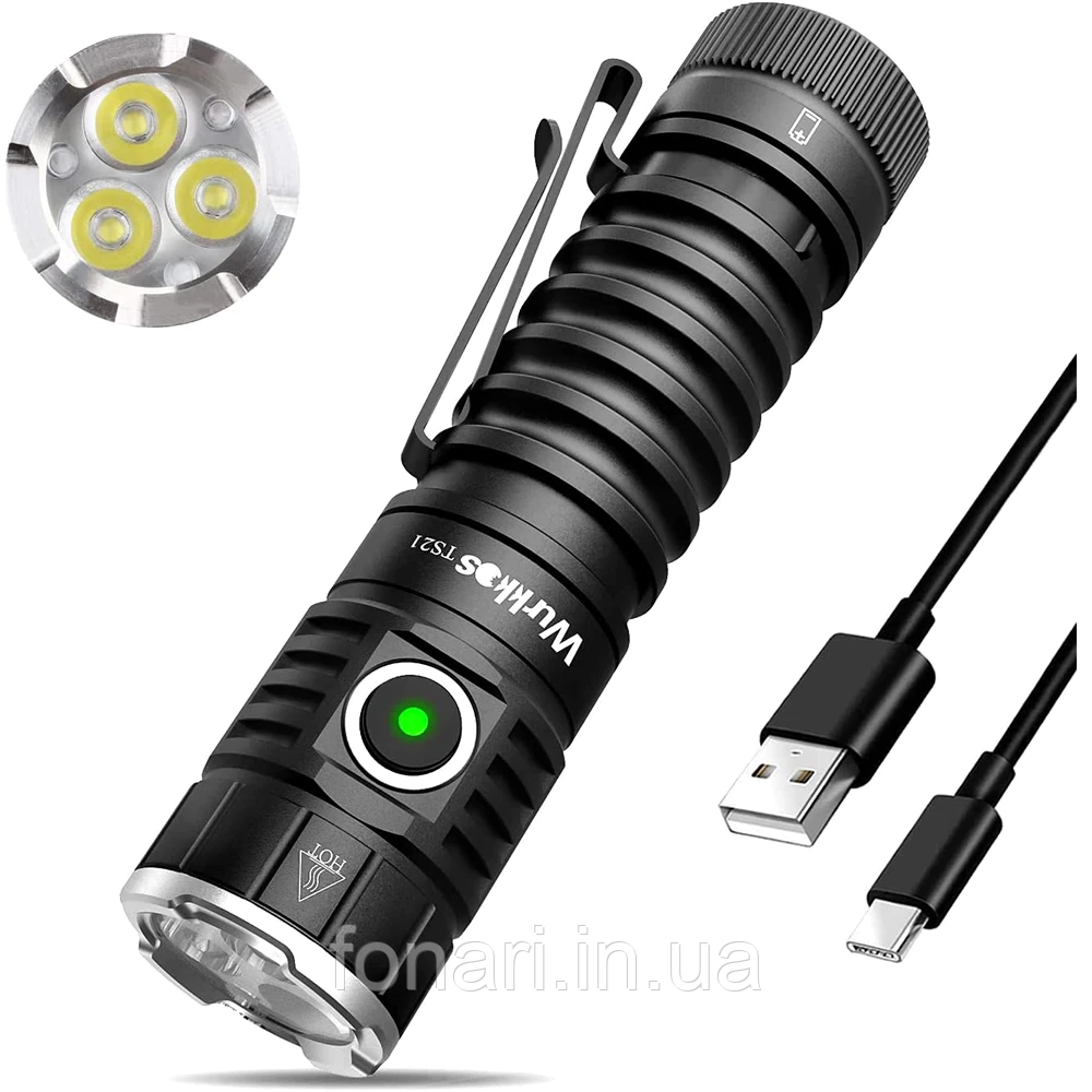 Купить Фонарь Wurkkos TS21 3xSST20, 1x21700, зарядка через USB, 3500 ...