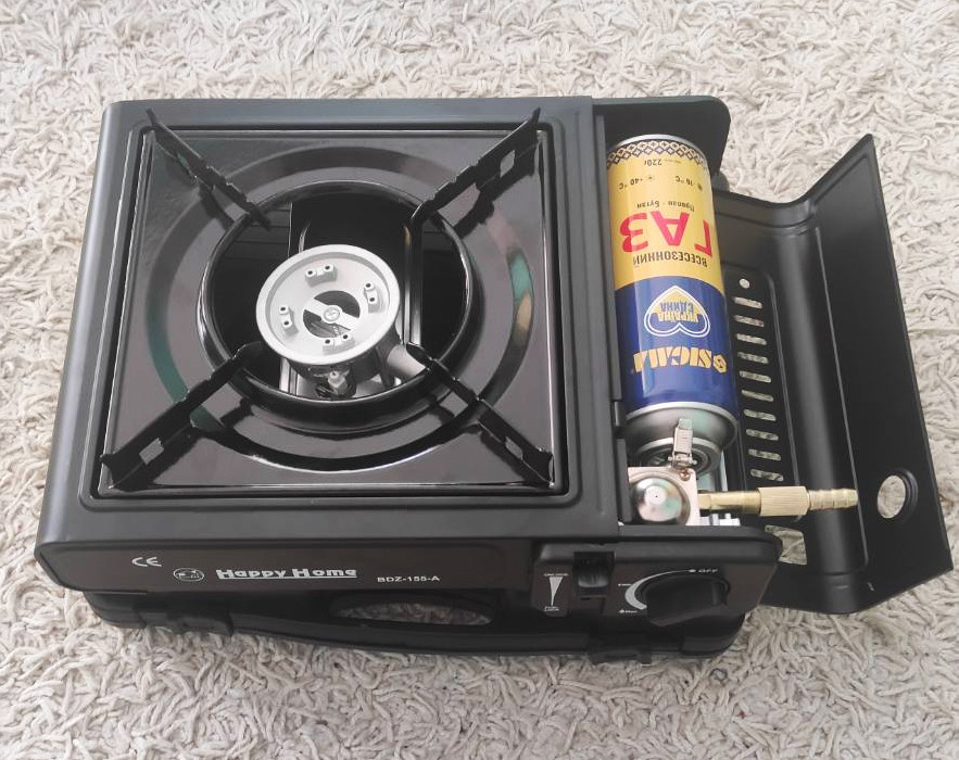 Портативная Газовая Плита Happy Home с Пьезоподжигом и Адаптером в ...