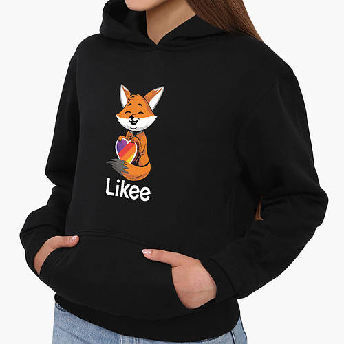 Купить Худи для девочек Лайк Лисичка (Likee Fox) Кенгуру Чёрный (9298 ...