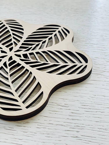 Купити Підставка під гаряче Листя з фанери діаметр 20 см ціна