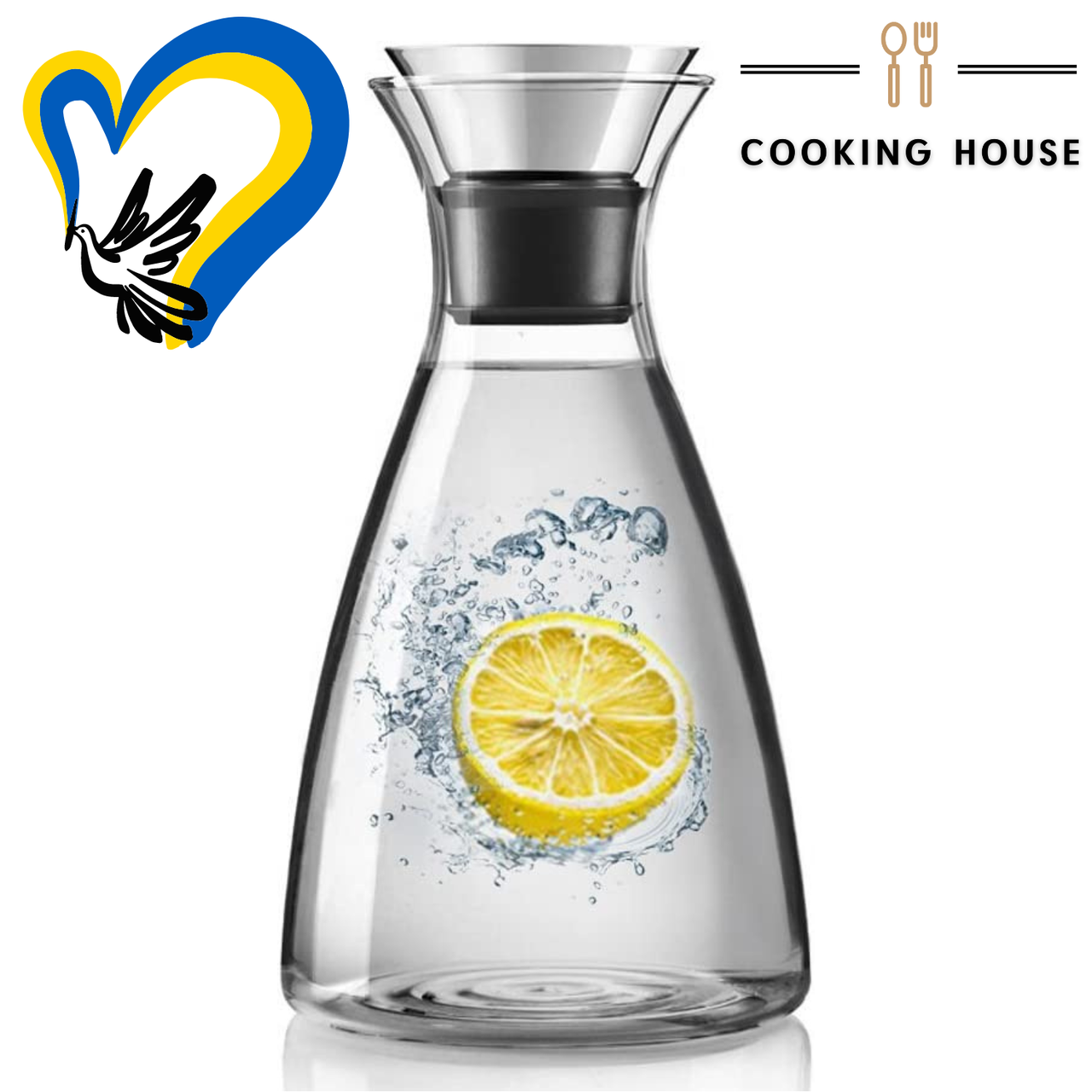 Стеклянный Кувшин 1000мл Cooking House с Крышкой Из Нержавеющей Стали ...