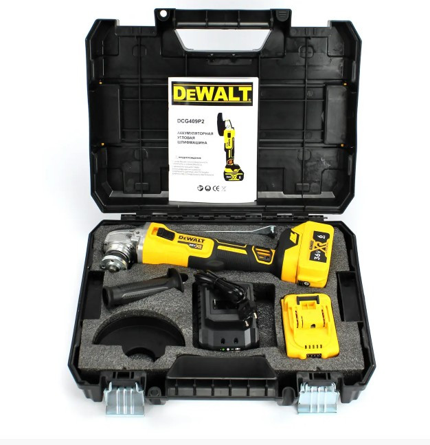 Аккумуляторная болгарка DeWalt DCG409P2 (36V, 6AH) с регулятором, АКБ ...